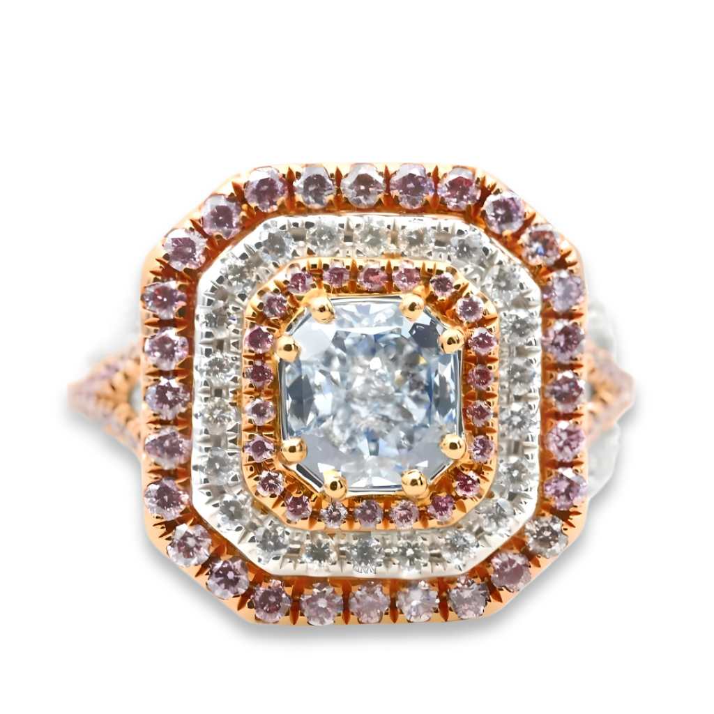 2.07ct Natural Fancy Light Blue & Pink Diamonds Engagement Ring GIA 18K ...