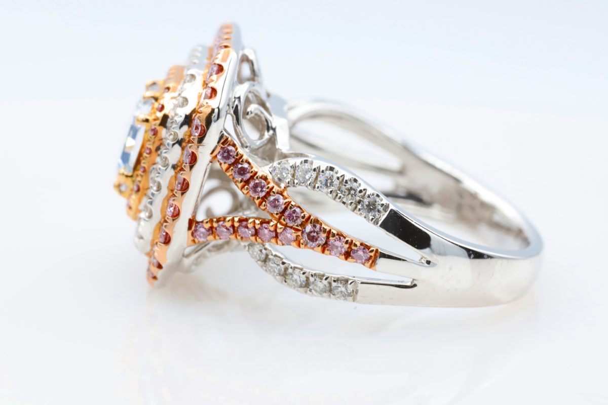 2.07ct Natural Fancy Light Blue & Pink Diamonds Engagement Ring GIA 18K ...