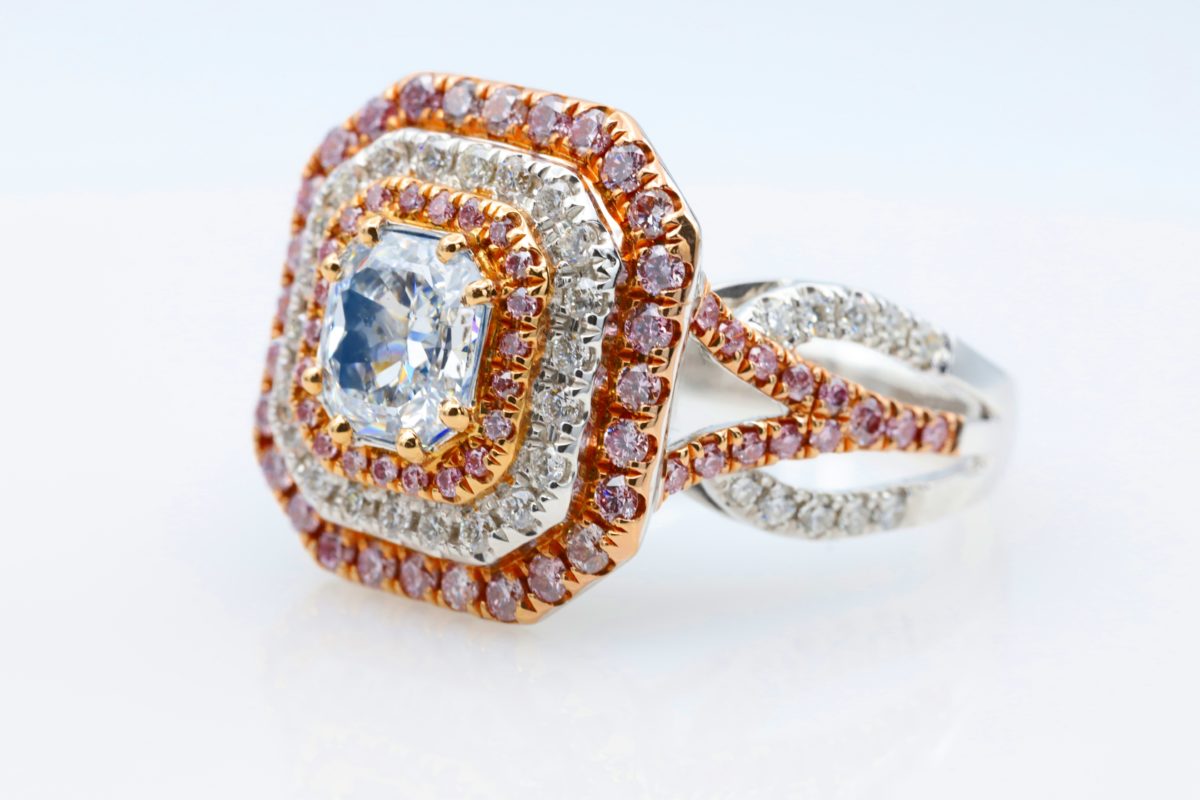 2.07ct Natural Fancy Light Blue & Pink Diamonds Engagement Ring GIA 18K ...