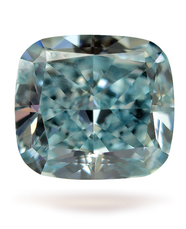 Natural Loose 1.09ct Fancy Intense Blue Green diamond VS1 Cushion Shape GIA