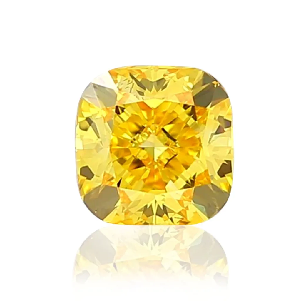 5.01 ct Fancy Intense Yellow Color IF Clarity Cushion Modified Diamond