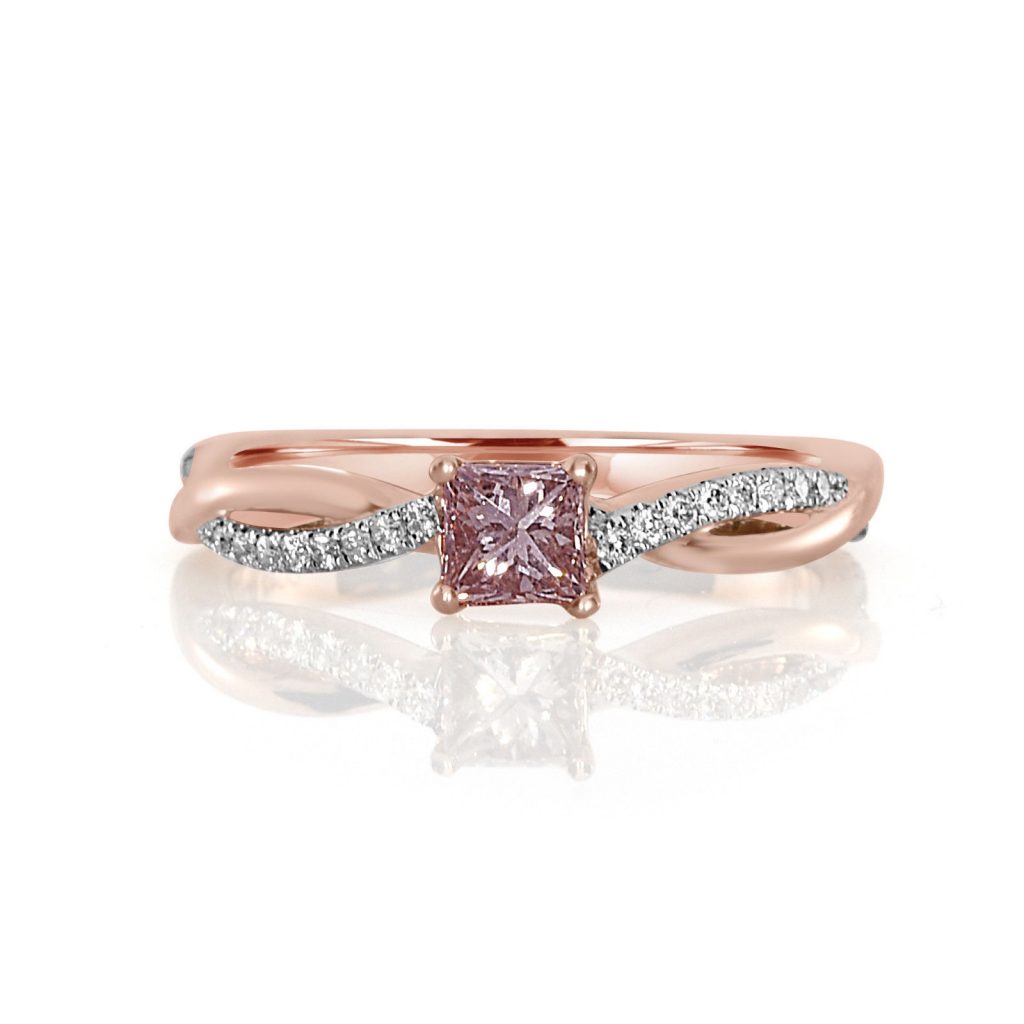 Real 0.57ct Natural Fancy Pink Diamond Engagement Ring 18K Solid Gold ...
