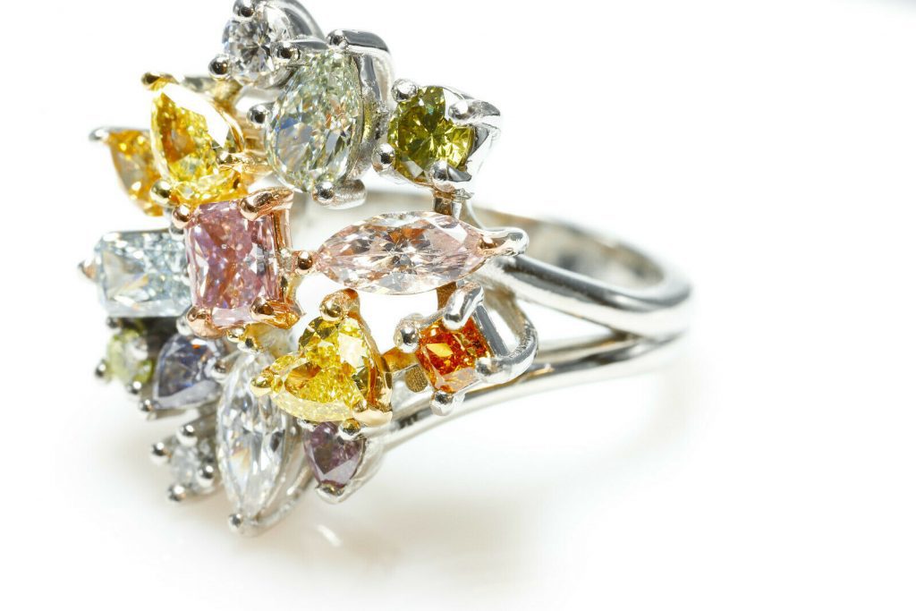 Multi Color Diamond Ring 4.50ct Natural Fancy Intense Pink Blue Green ...