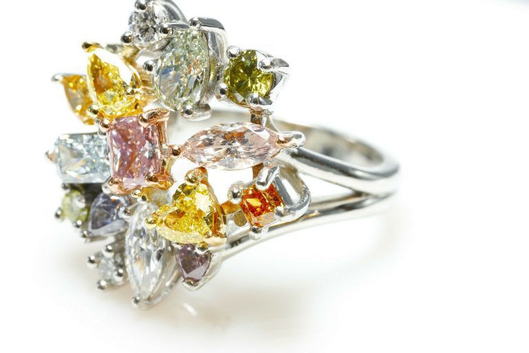 Multi Color Diamond Ring 4.50ct Natural Fancy Intense Pink Blue Green ...