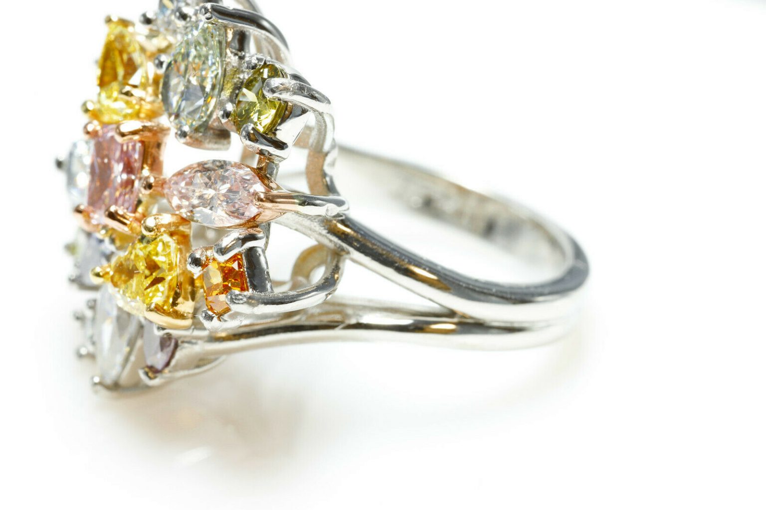 Multi Color Diamond Ring 4.50ct Natural Fancy Intense Pink Blue Green ...