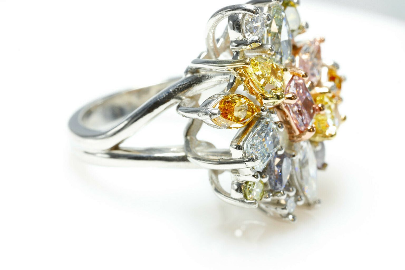 Multi Color Diamond Ring 4.50ct Natural Fancy Intense Pink Blue Green ...