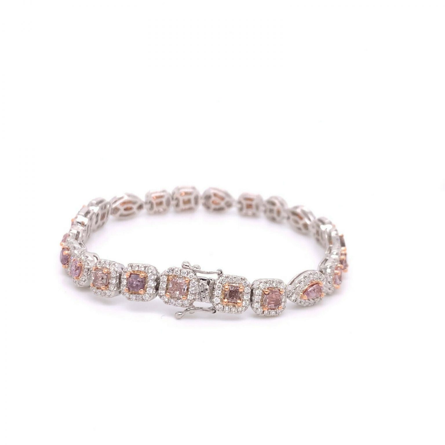 Real Pink Diamonds - Bracelet 7.65ct Natural Fancy Pink Purple Diamonds ...