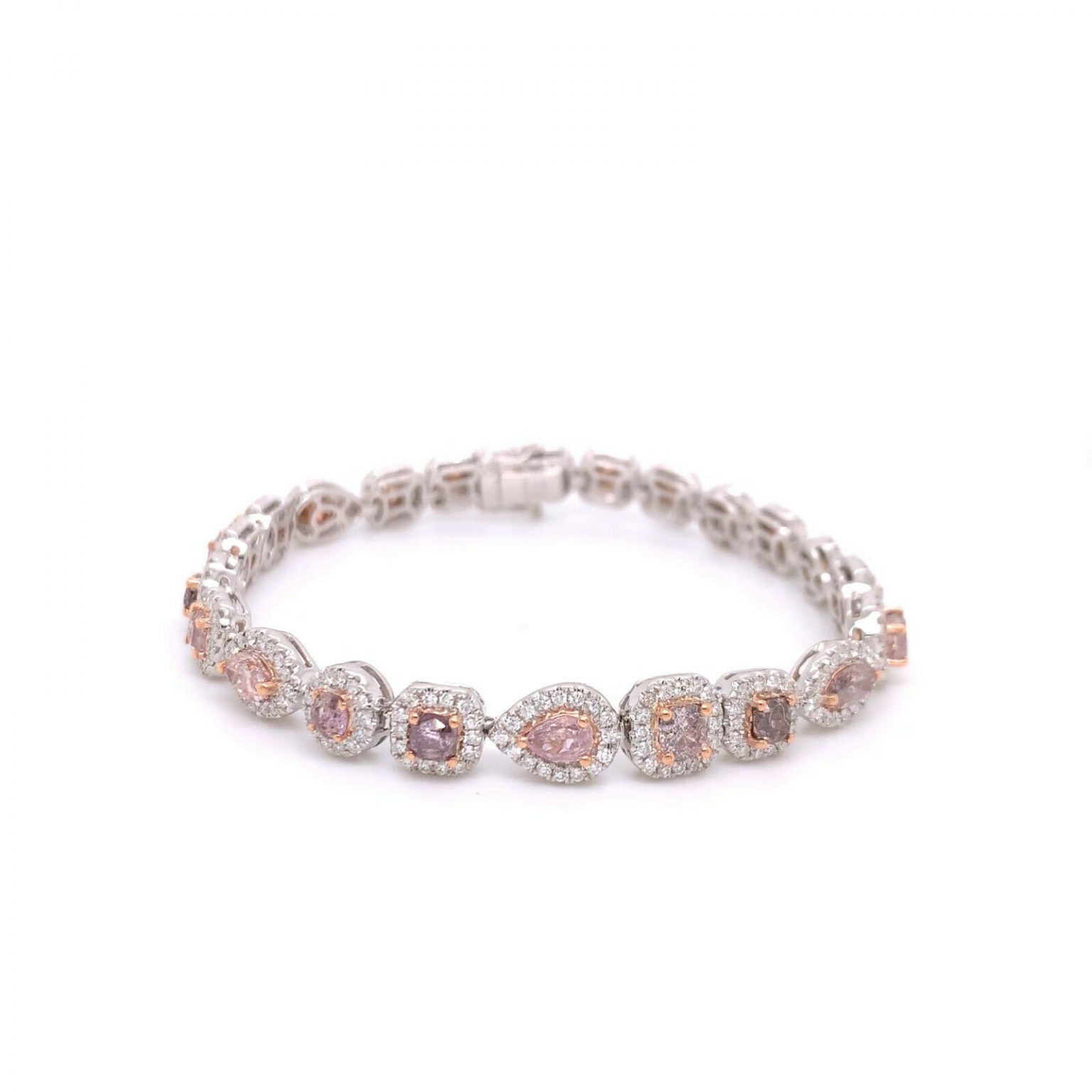 Real Pink Diamonds - Bracelet 7.65ct Natural Fancy Pink Purple Diamonds ...