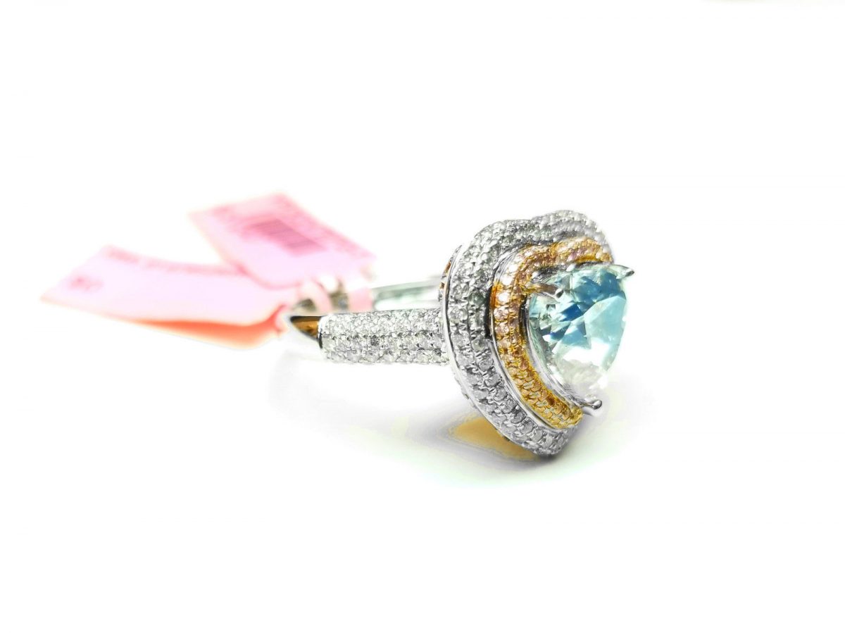 Heart 4.34ct Natural Faint Light Blue & Pink Diamonds Engagement Ring ...