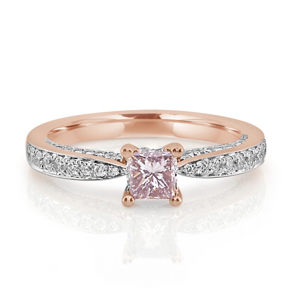 Real 0.88ct Natural Fancy Pink Diamond Engagement Ring 18K Solid Gold ...