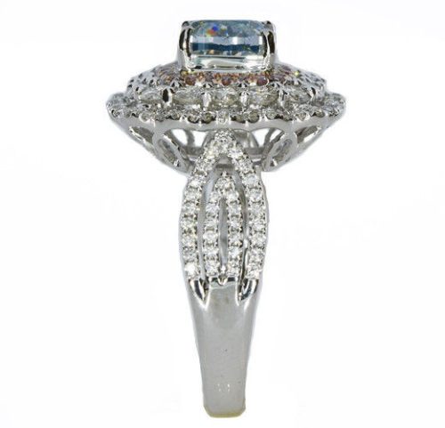 Real 3.34ct Natural Fancy Light Blue & Pink Diamonds Engagement Ring GIA 18K